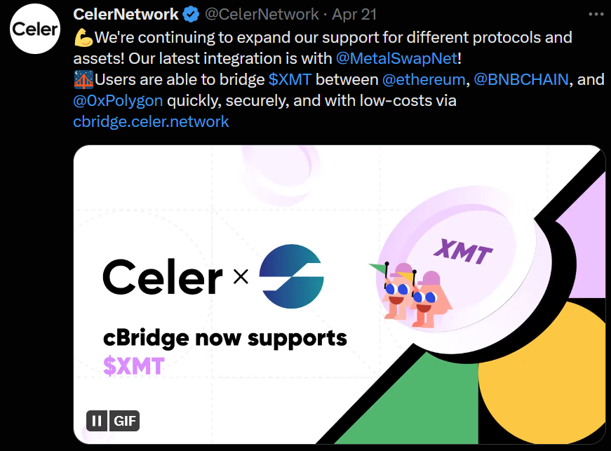 MetalSwap X Celer : new Bridge!